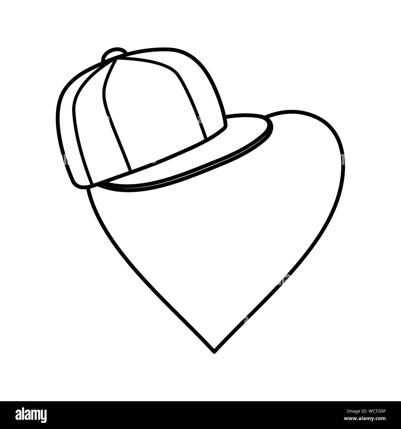 sport cap youth accessory with heart vector illustration design Stock ...