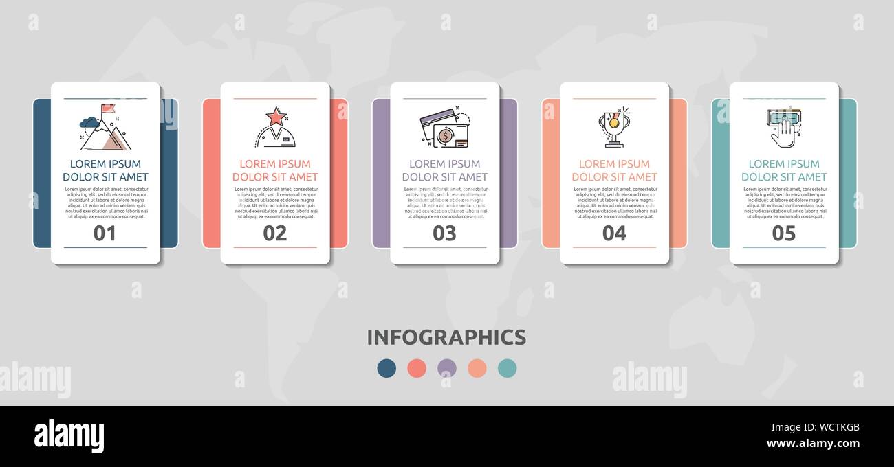 Vector infographic flat template concept for five labels, diagram ...