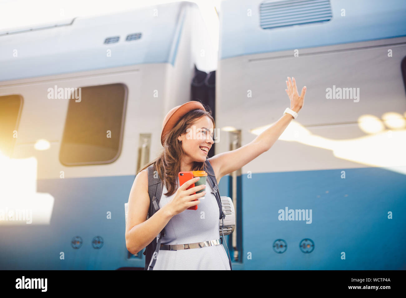 Train passenger platform waving hi-res stock photography and images - Alamy
