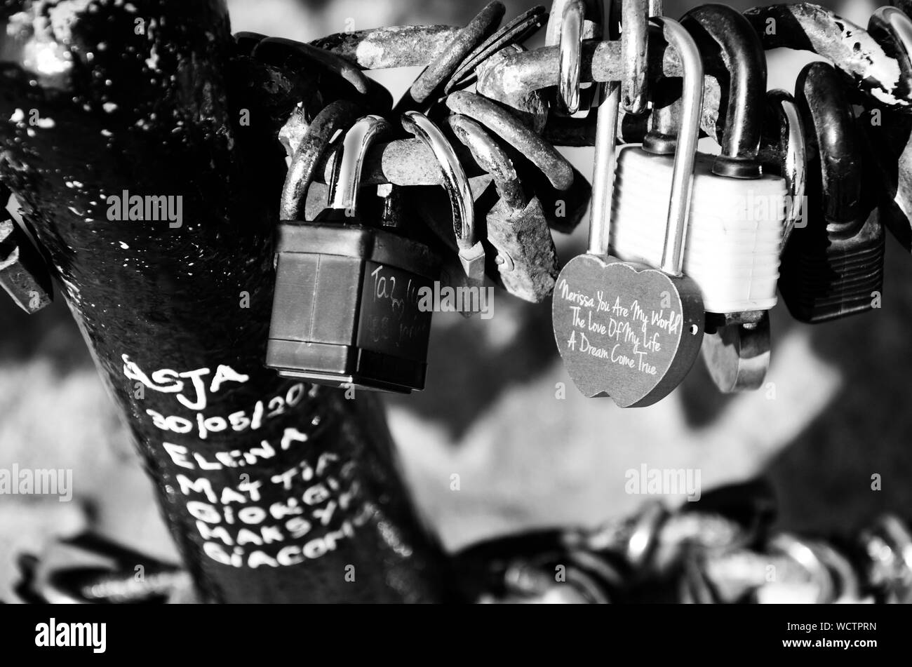 Love locks albert dock liverpool Black and White Stock Photos & Images ...