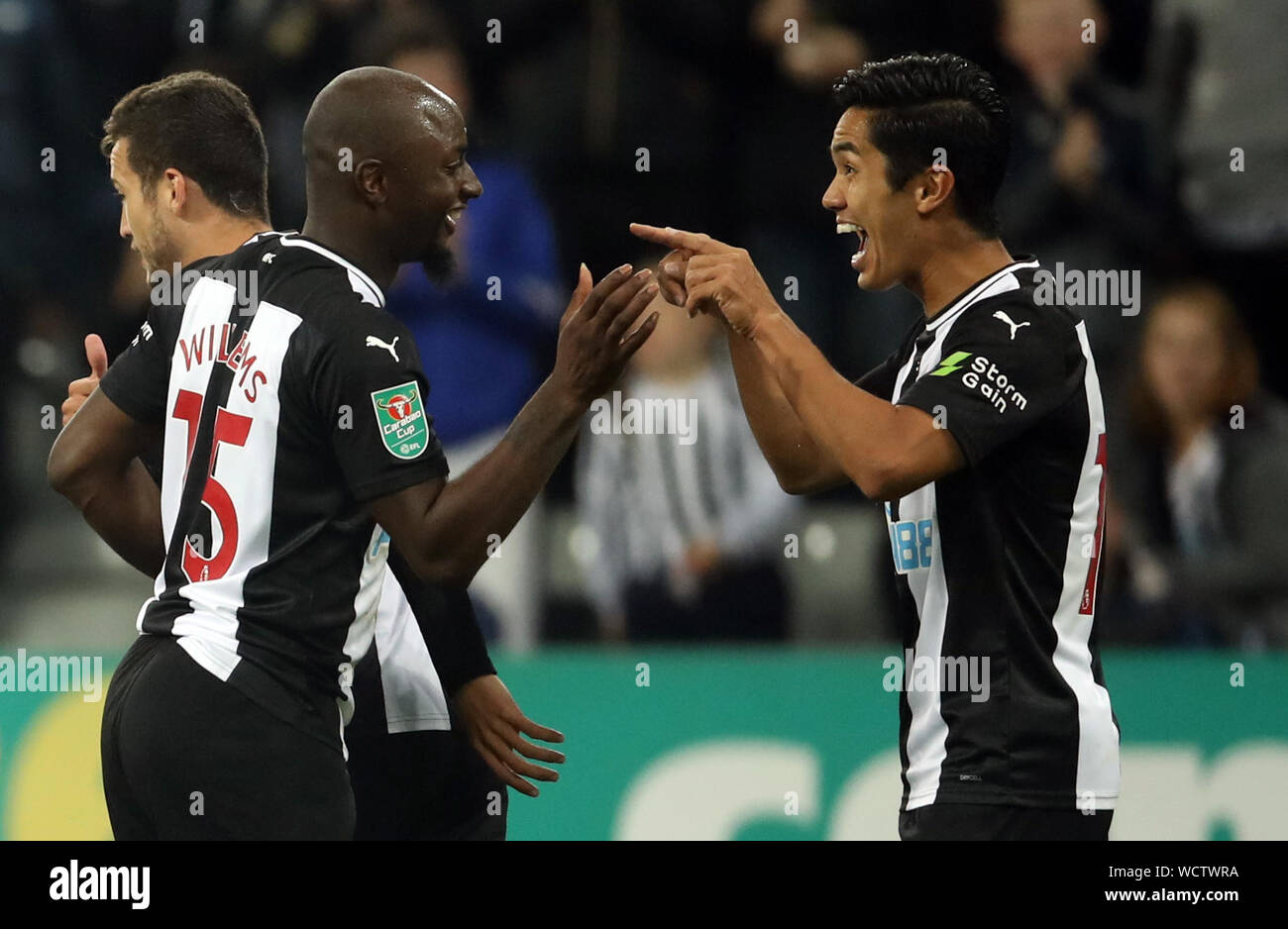 Newcastle uniteds yoshinori muto celebrates scoring hi-res stock ...