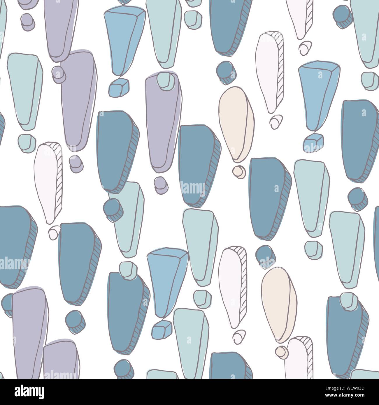 Seamless pattern with hand drawn exclamation marks. Cartoon exclamation ...