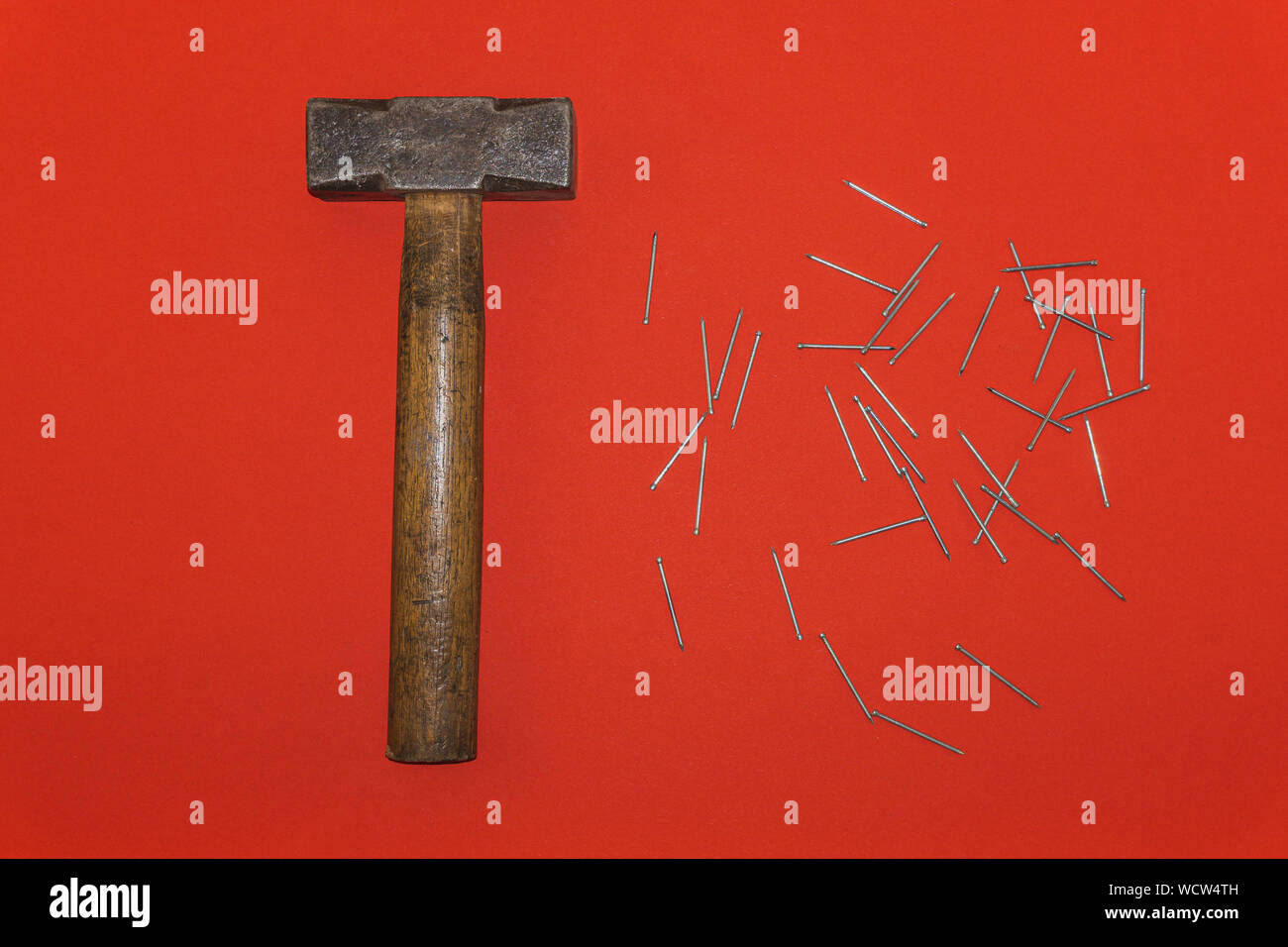 Metal hammer nailing nail hi-res stock photography and images - Alamy