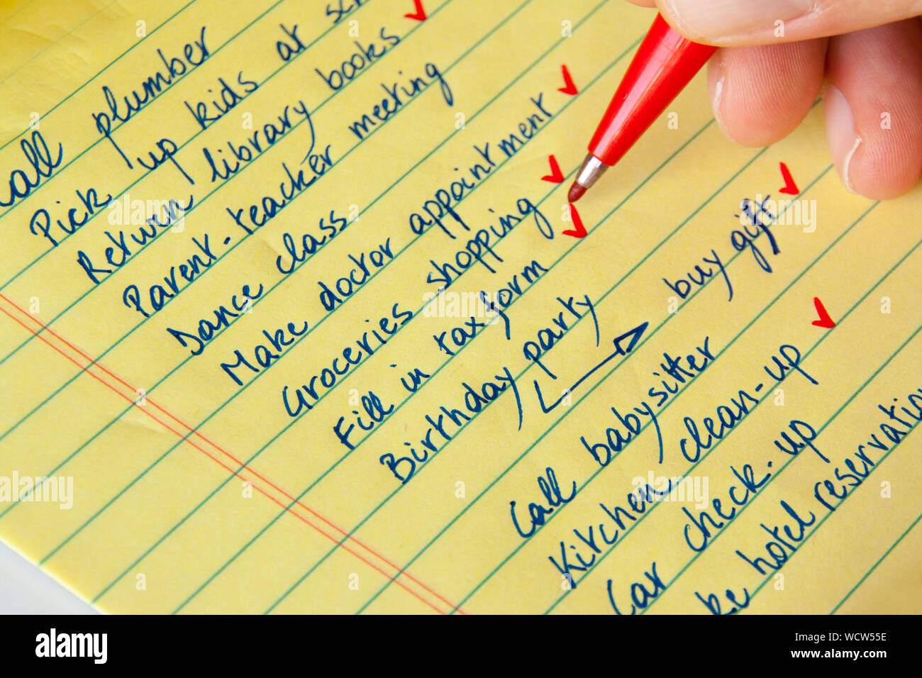 Checklist with tasks hi-res stock photography and images - Alamy
