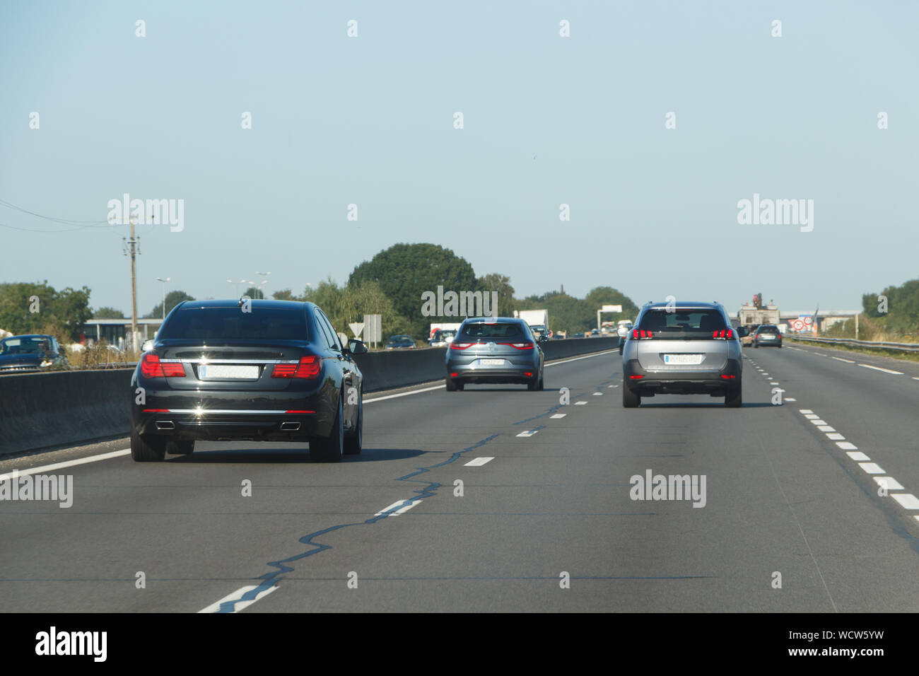 Cars on the highway in France Stock Photo - Alamy