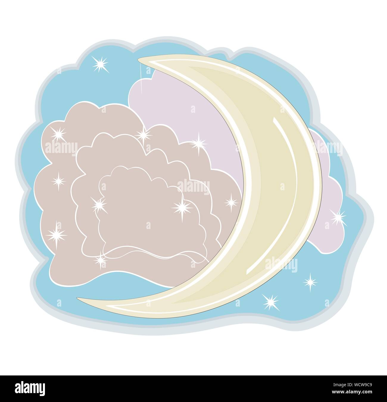 the moon and stars in the night sky. sky vectors fairy tale background ...