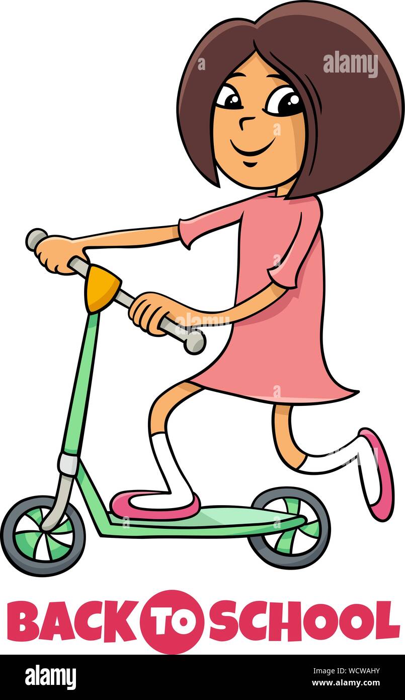 Cartoon Illustration of Elementary or Teen Age Girl Character on ...