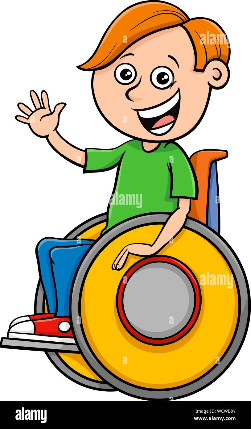 Cartoon Illustration of Elementary or Teen Age Disabled Boy Character ...