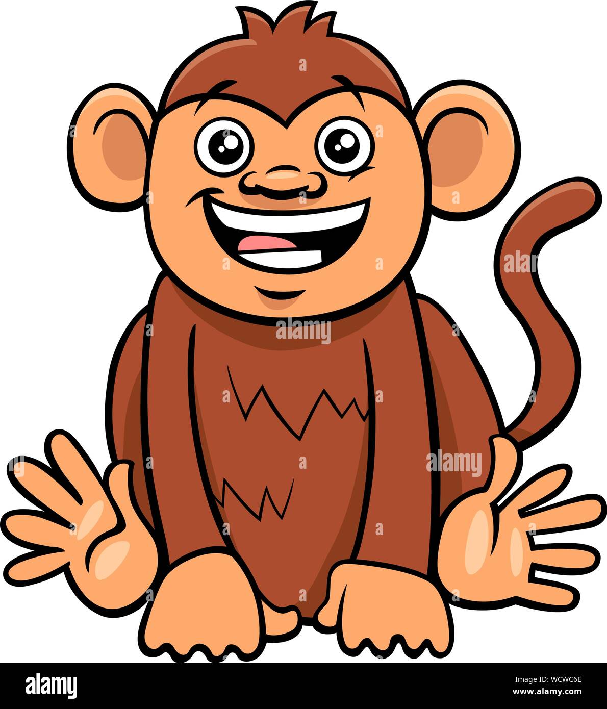 Cartoon Illustration of Cute Funny Monkey Primate Animal Character ...