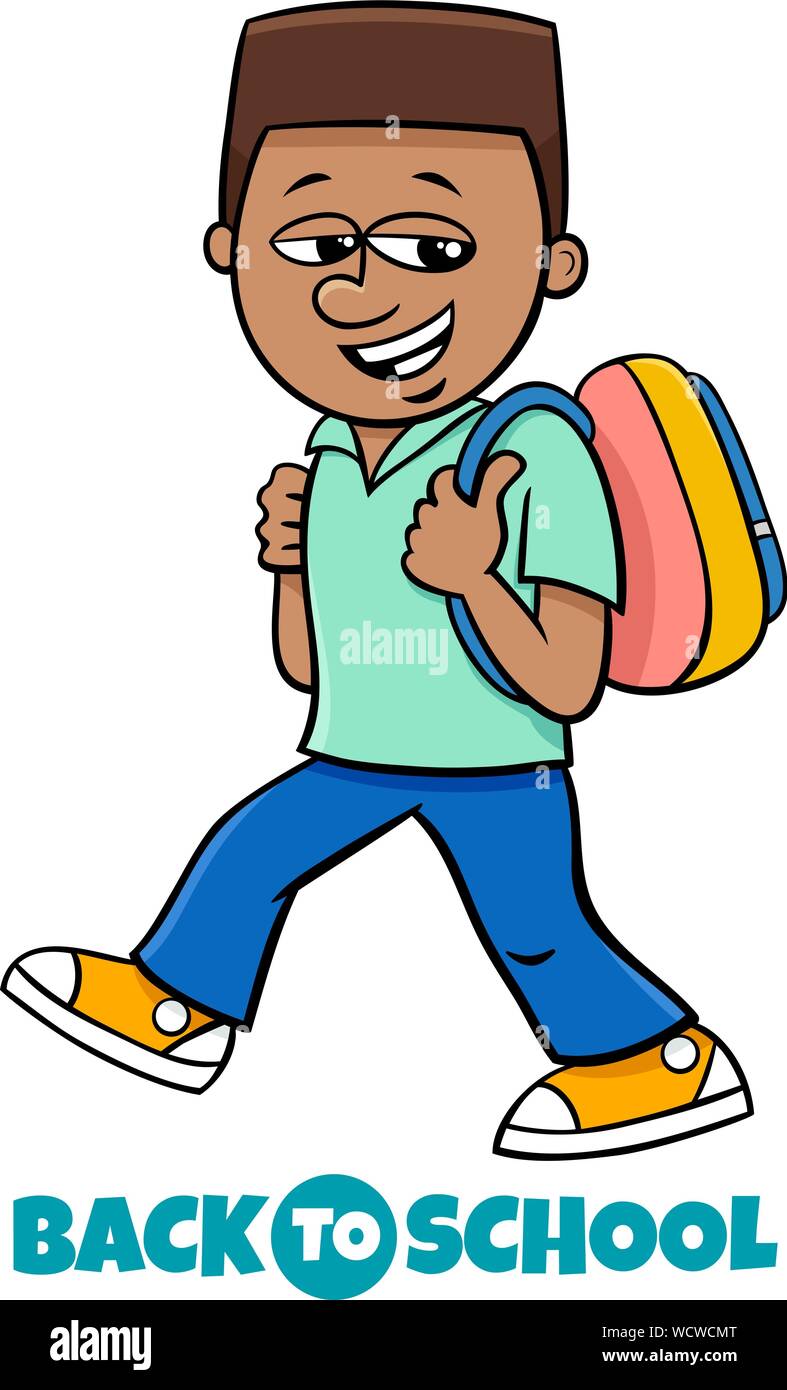 Cartoon Illustration of Elementary or Teen Age Boy Character with Back ...
