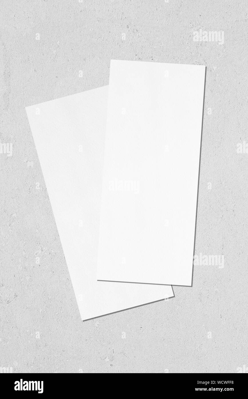 Two empty white vertical rectangle price-list or menu mockups with soft ...