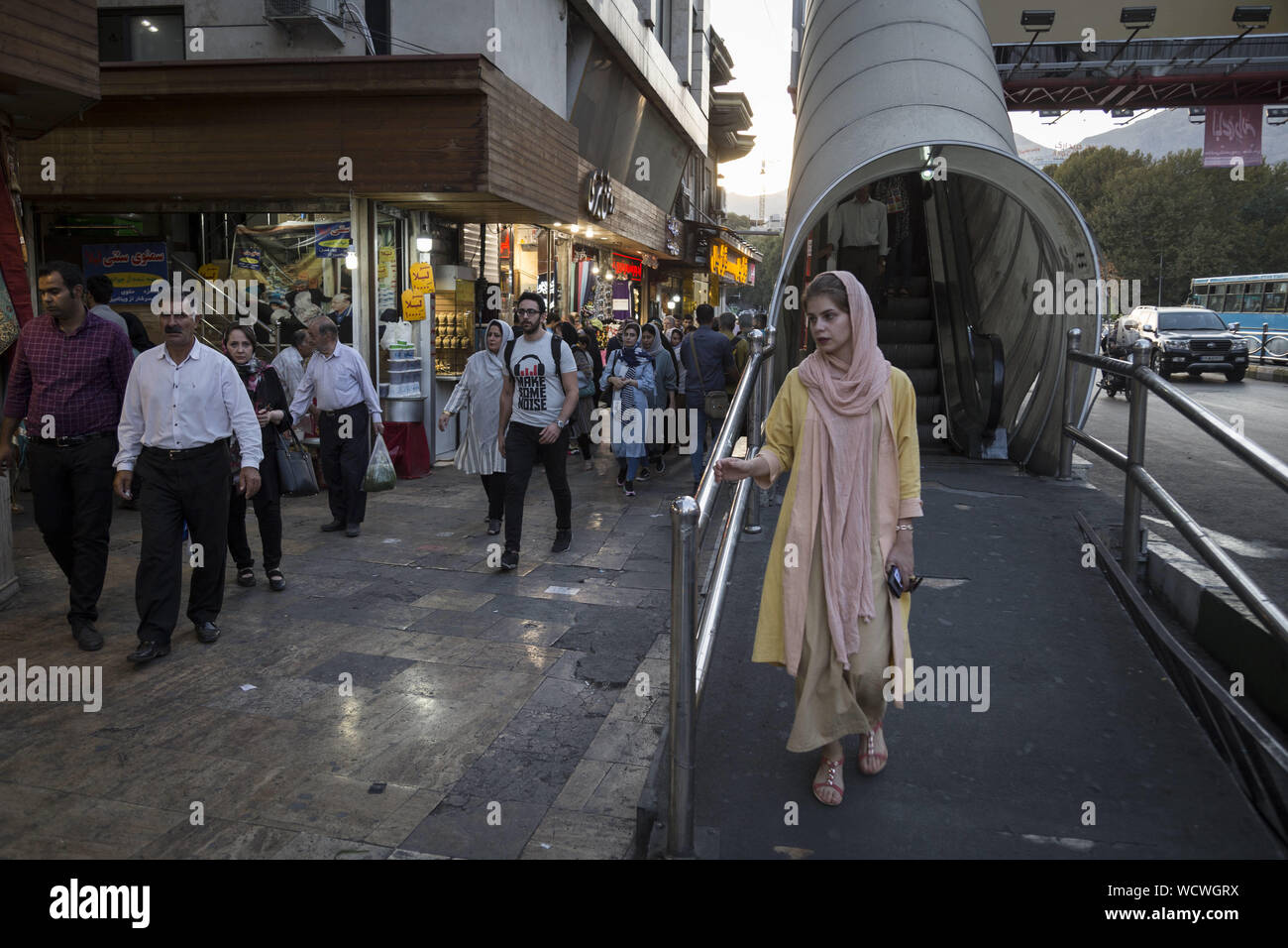 August 28, 2019, Tehran, Tehran, Iran: Iranians walk through Tajrish ...