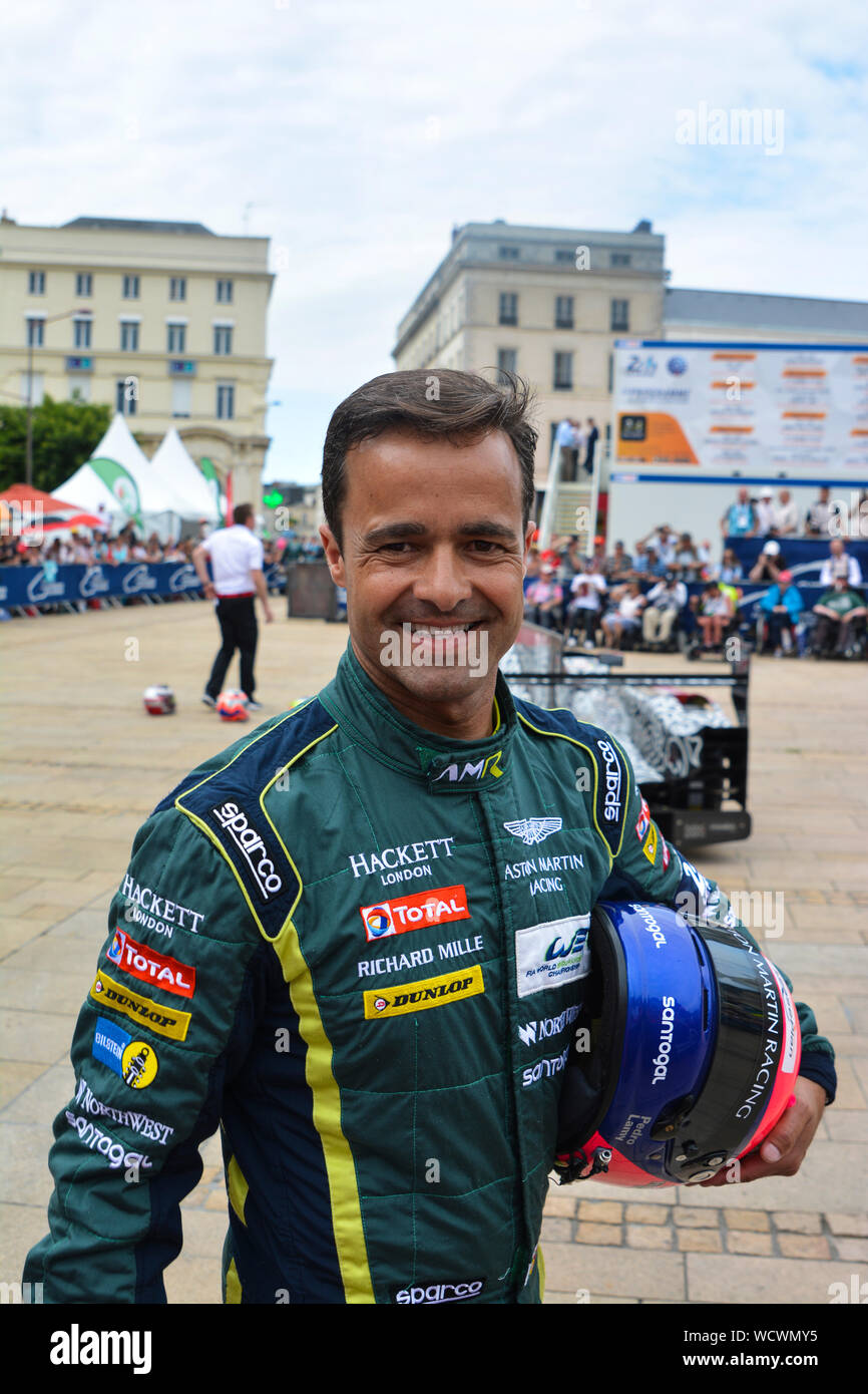 LE MANS, FRANCE - JUNE 11, 2017: Portuguese race car driver Pedro Lamy ...