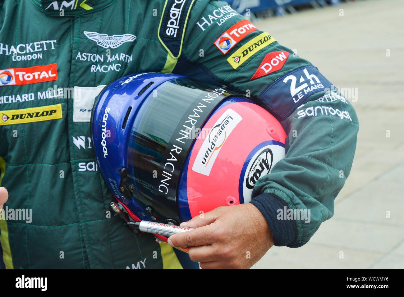 LE MANS, FRANCE - JUNE 11, 2017: Helmet and uniform of racer pilot ...