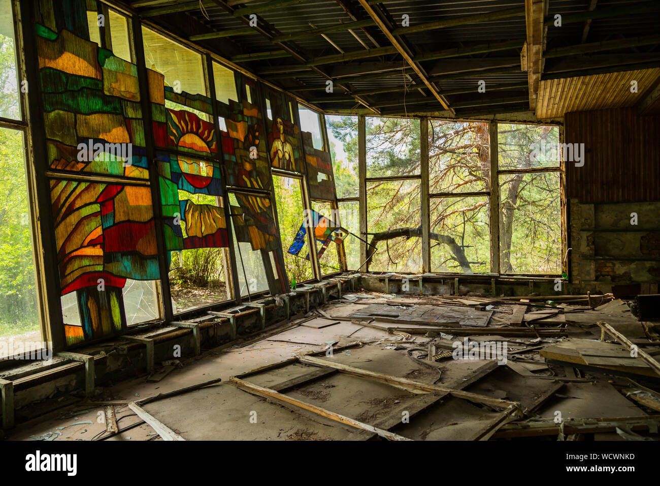 Chernobyl zone. Church in the city of Pripyat in Ukraine. Exclusion ...