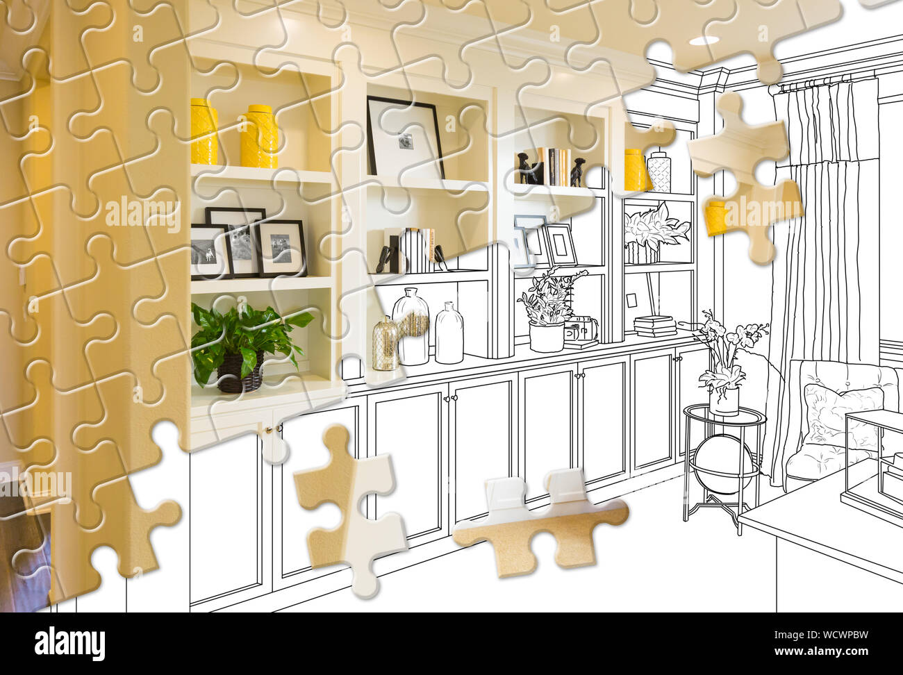 Puzzle Pieces Fitting Together Revealing Finished Built-In Build Over ...