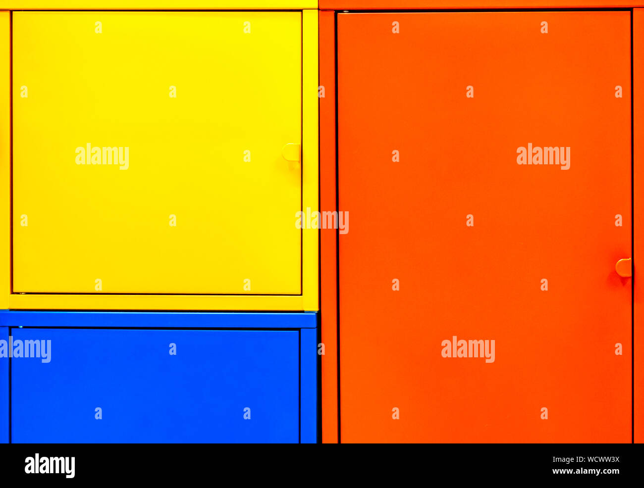Multi-colored metal lockers for storing tools or household items ...