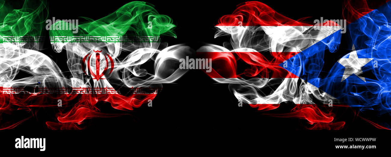 Iran, Iranian, Puerto Rico, Puerto Rican smoky mystical flags placed ...