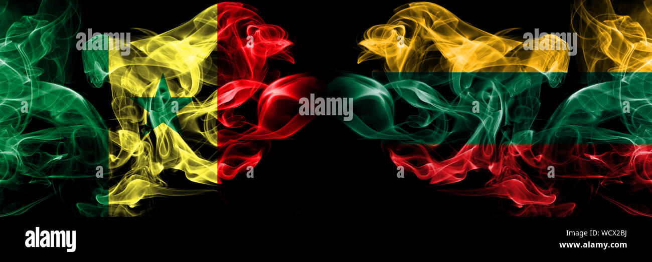 Senegal, Senegalese, Lithuania, Lithuanian smoky mystical flags placed ...