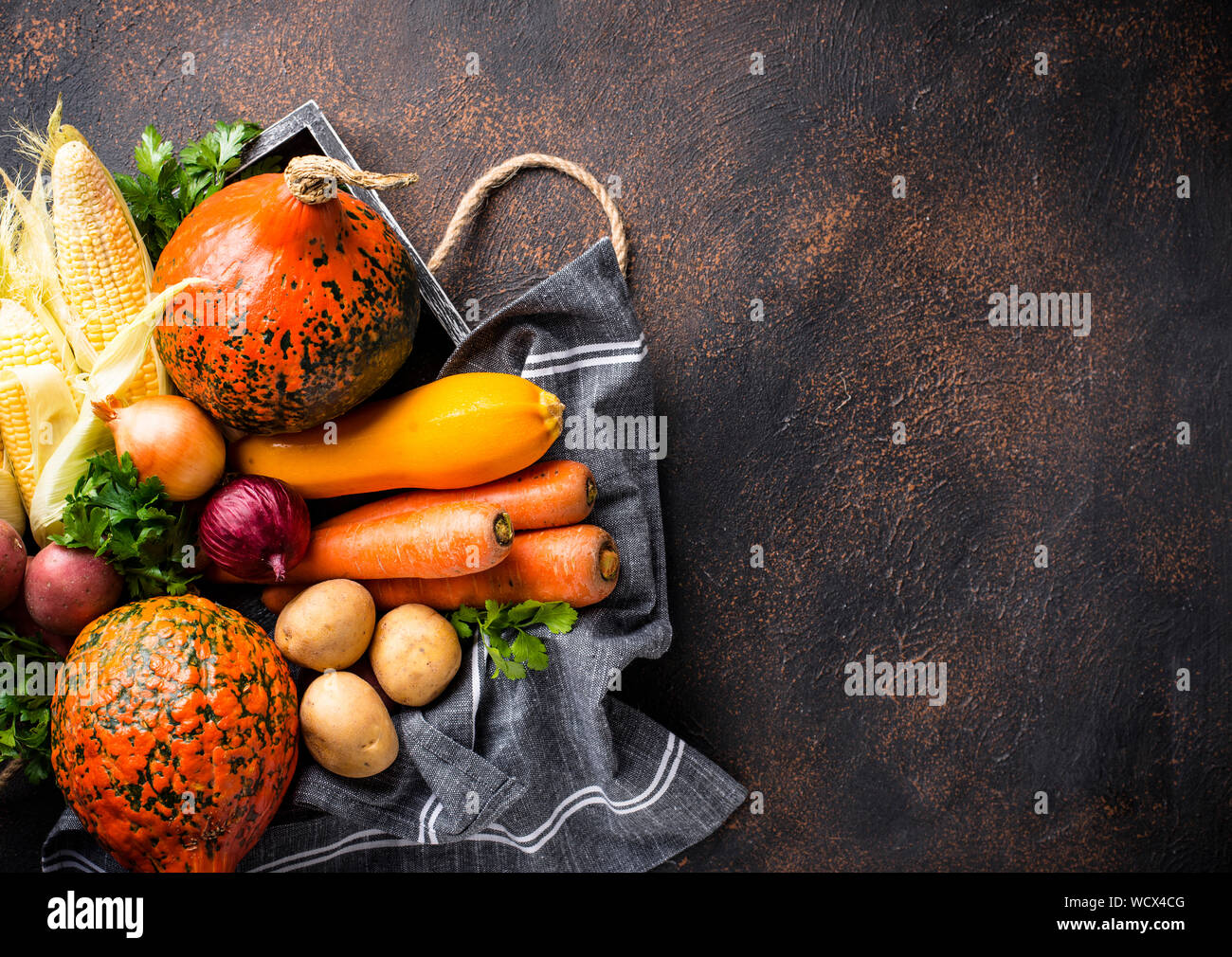 Various autumn vegetables. Harvest concept Stock Photo - Alamy