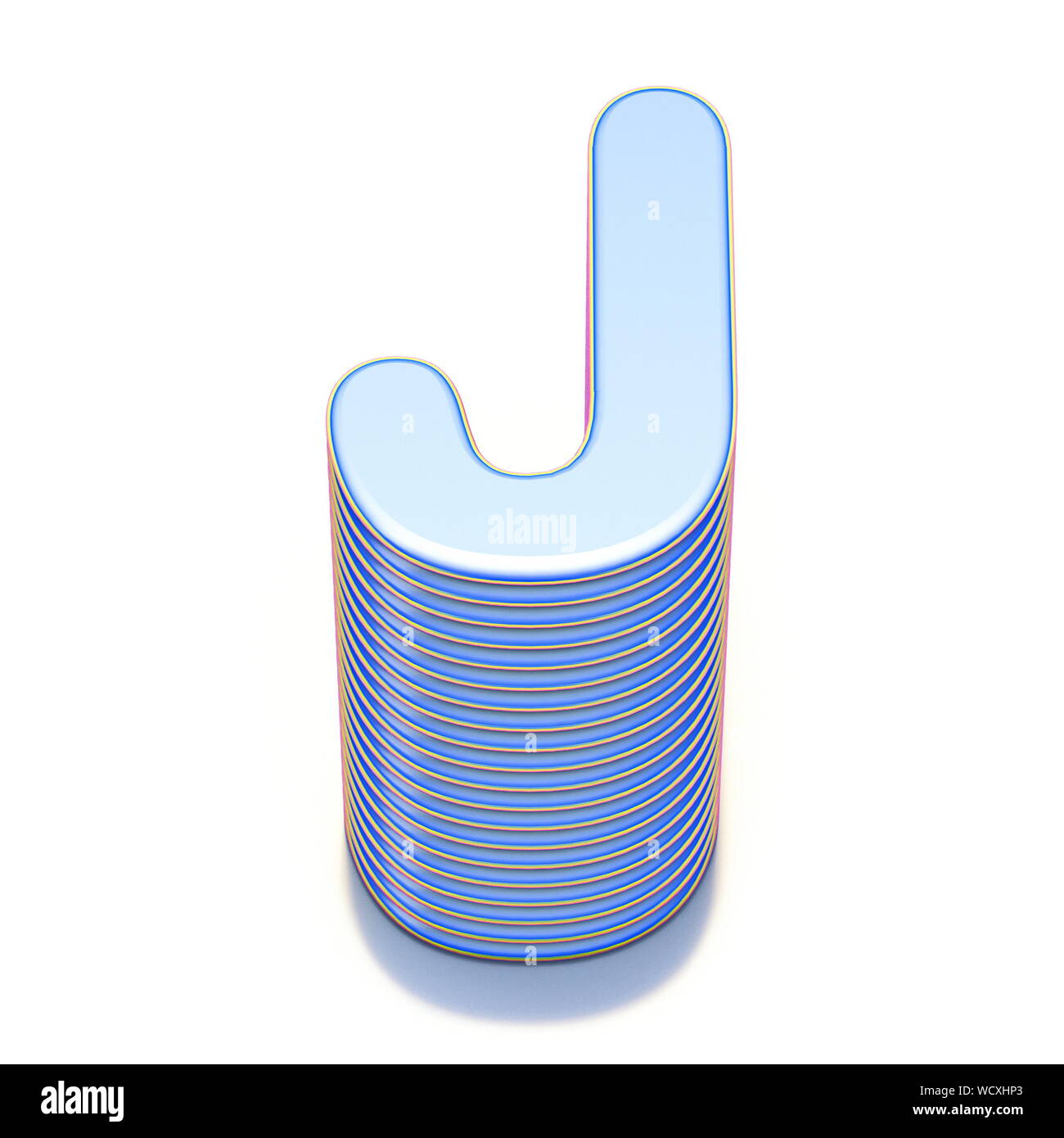 Blue extruded font Letter J 3D render illustration isolated on white ...
