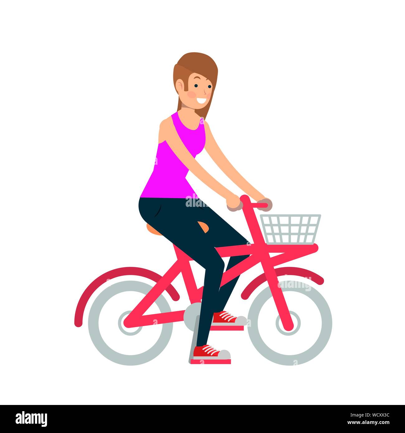 Active girl riding bicycle Cut Out Stock Images & Pictures - Alamy