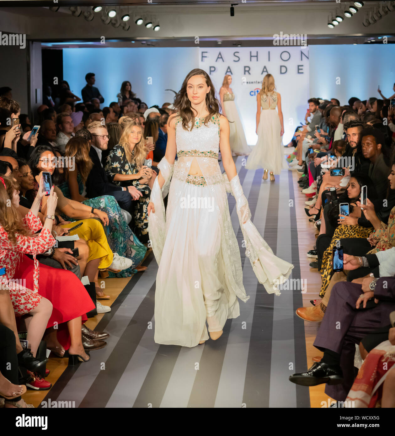 Manhattan, New York, USA - August 27, 2019: Fashion Parade at Christie ...
