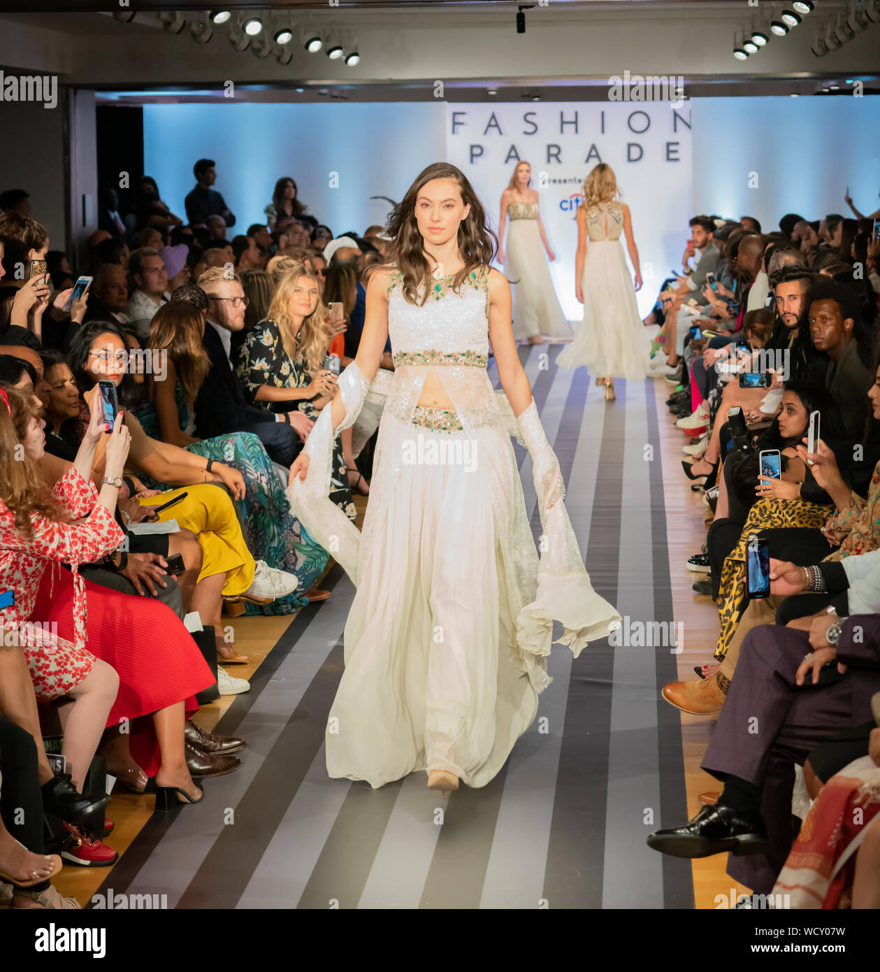 Manhattan, New York, USA - August 27, 2019: Fashion Parade at Christie ...