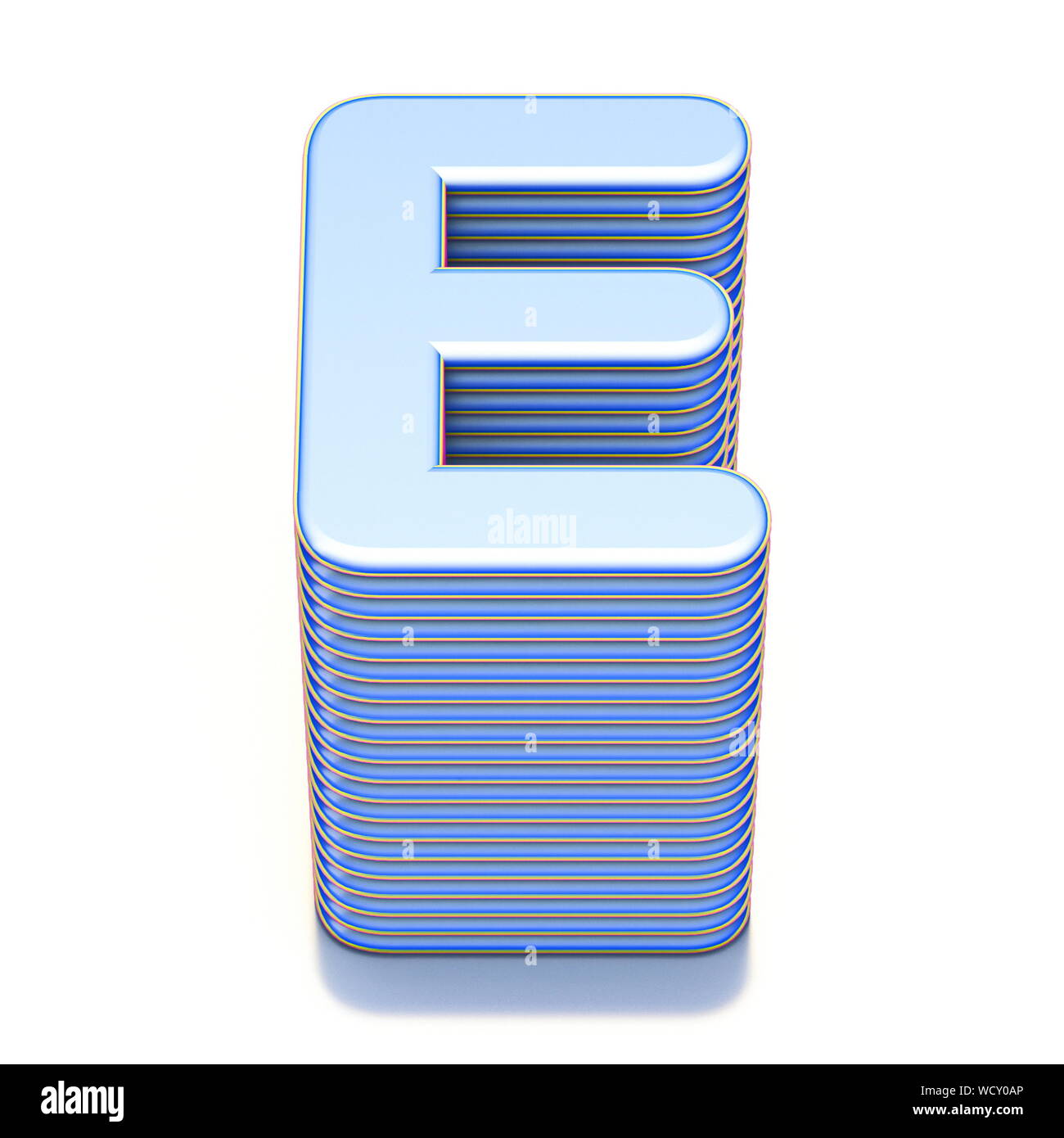 Blue extruded font Letter E 3D render illustration isolated on white ...