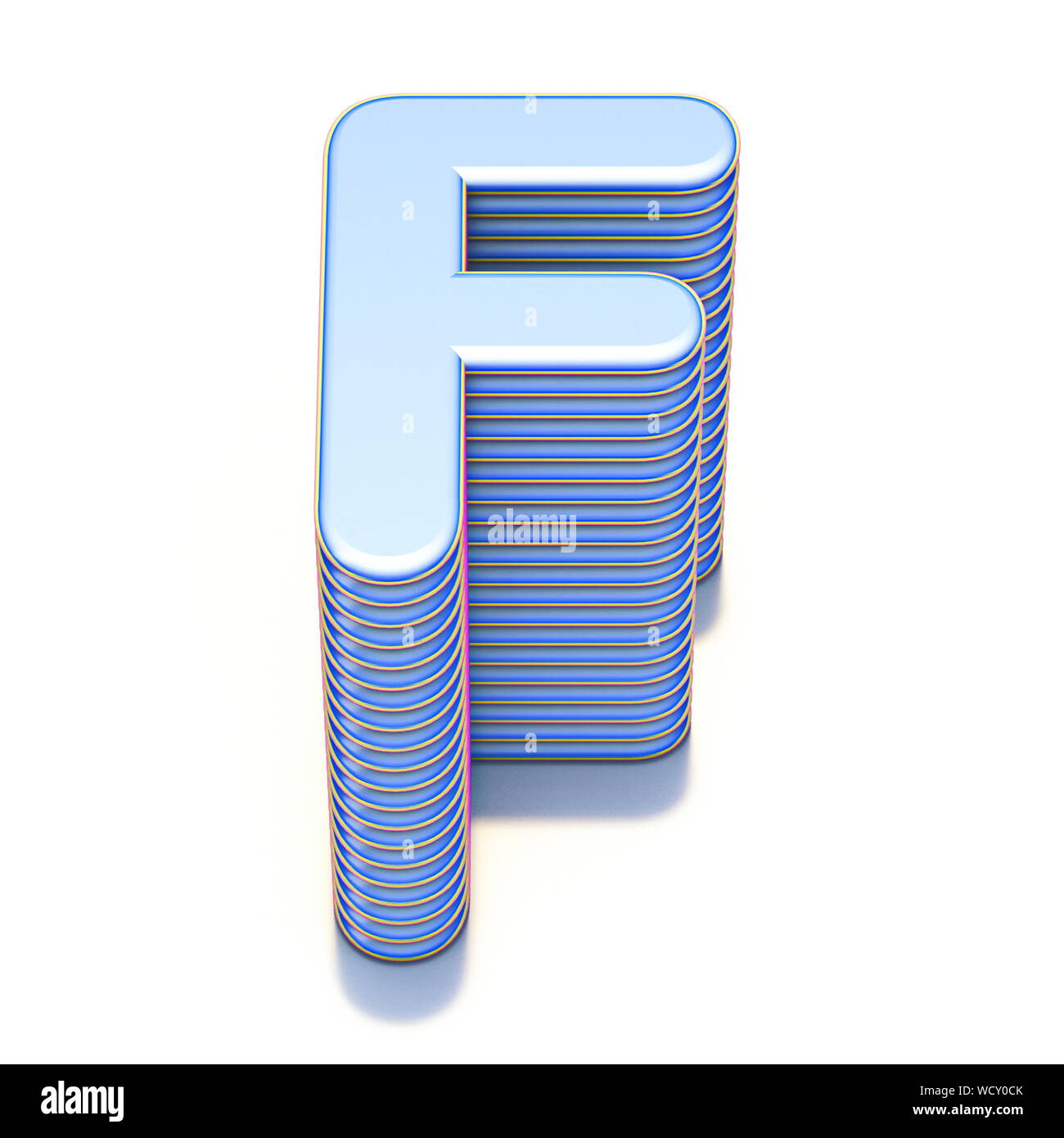 Blue extruded font Letter F 3D render illustration isolated on white ...