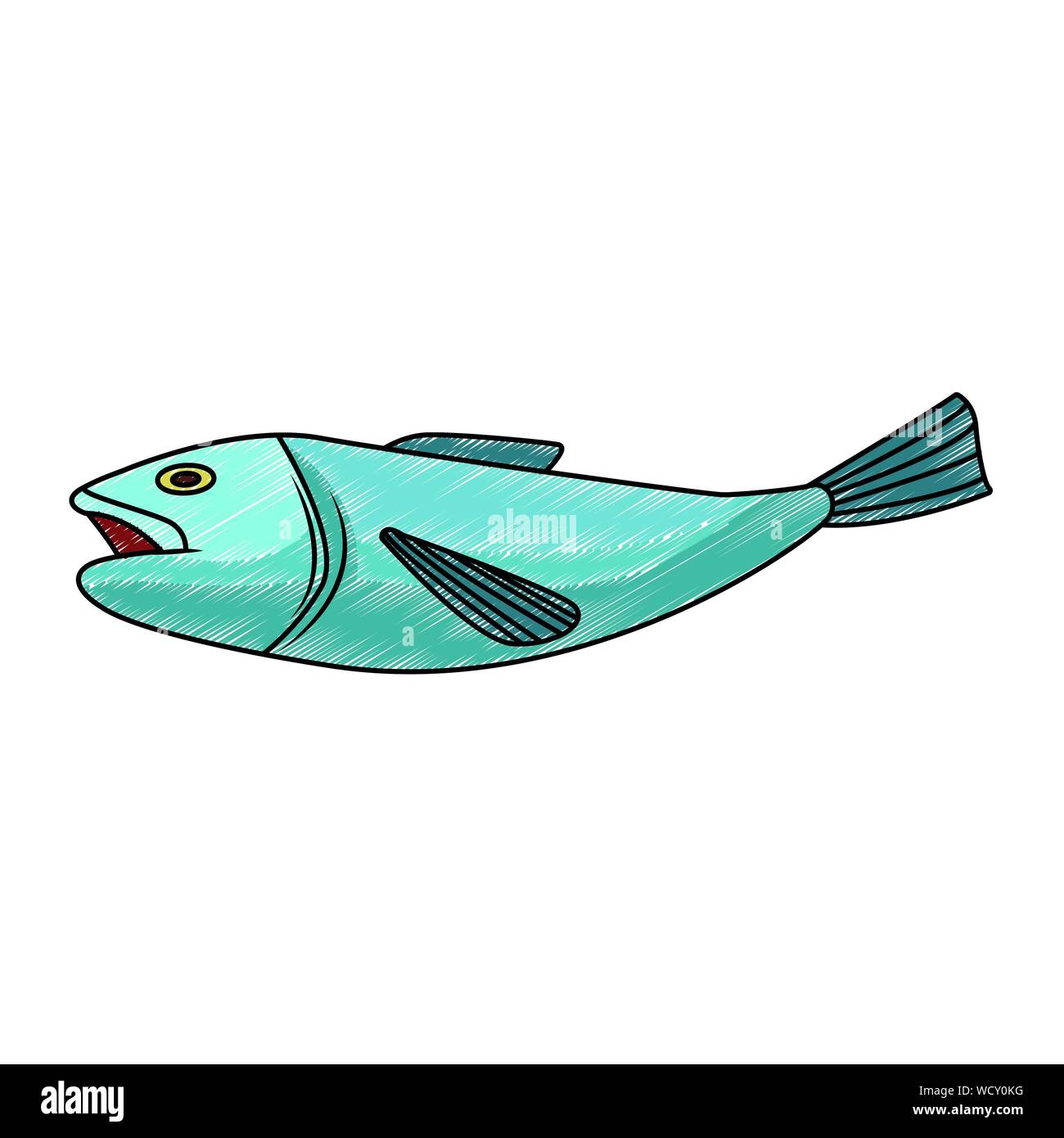 Fish seafood isolated scribble Stock Vector Image & Art - Alamy