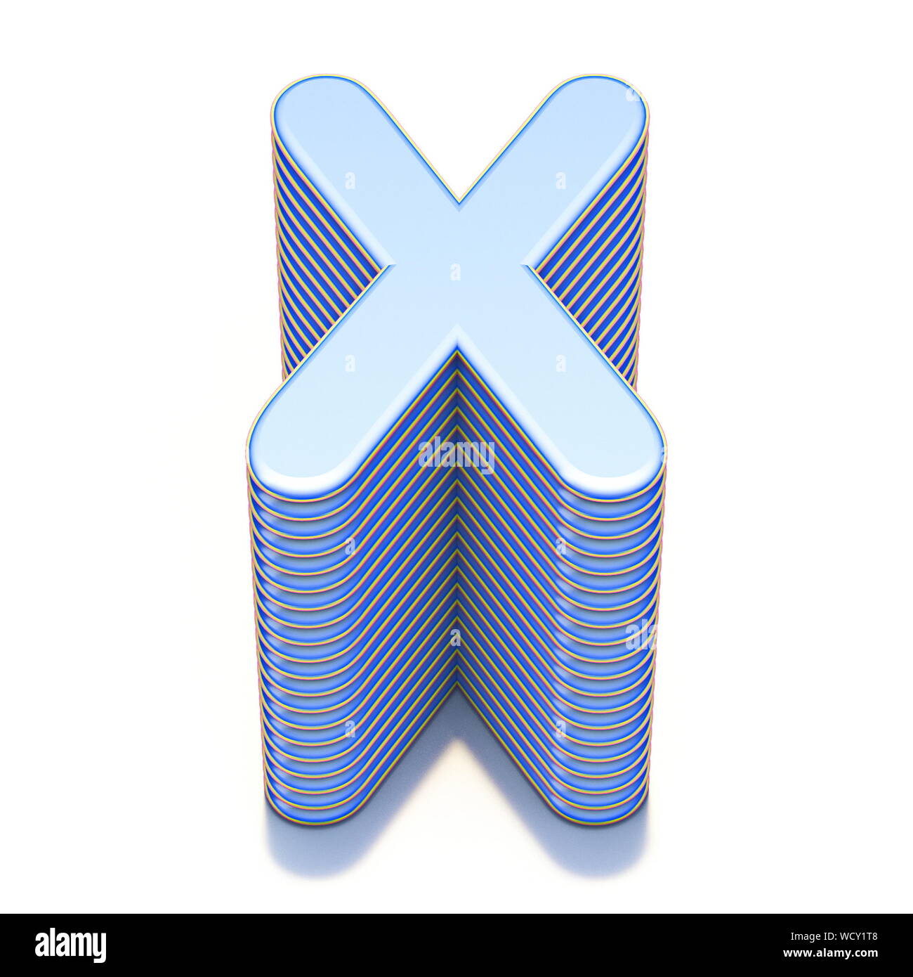 Blue extruded font Letter X 3D render illustration isolated on white ...