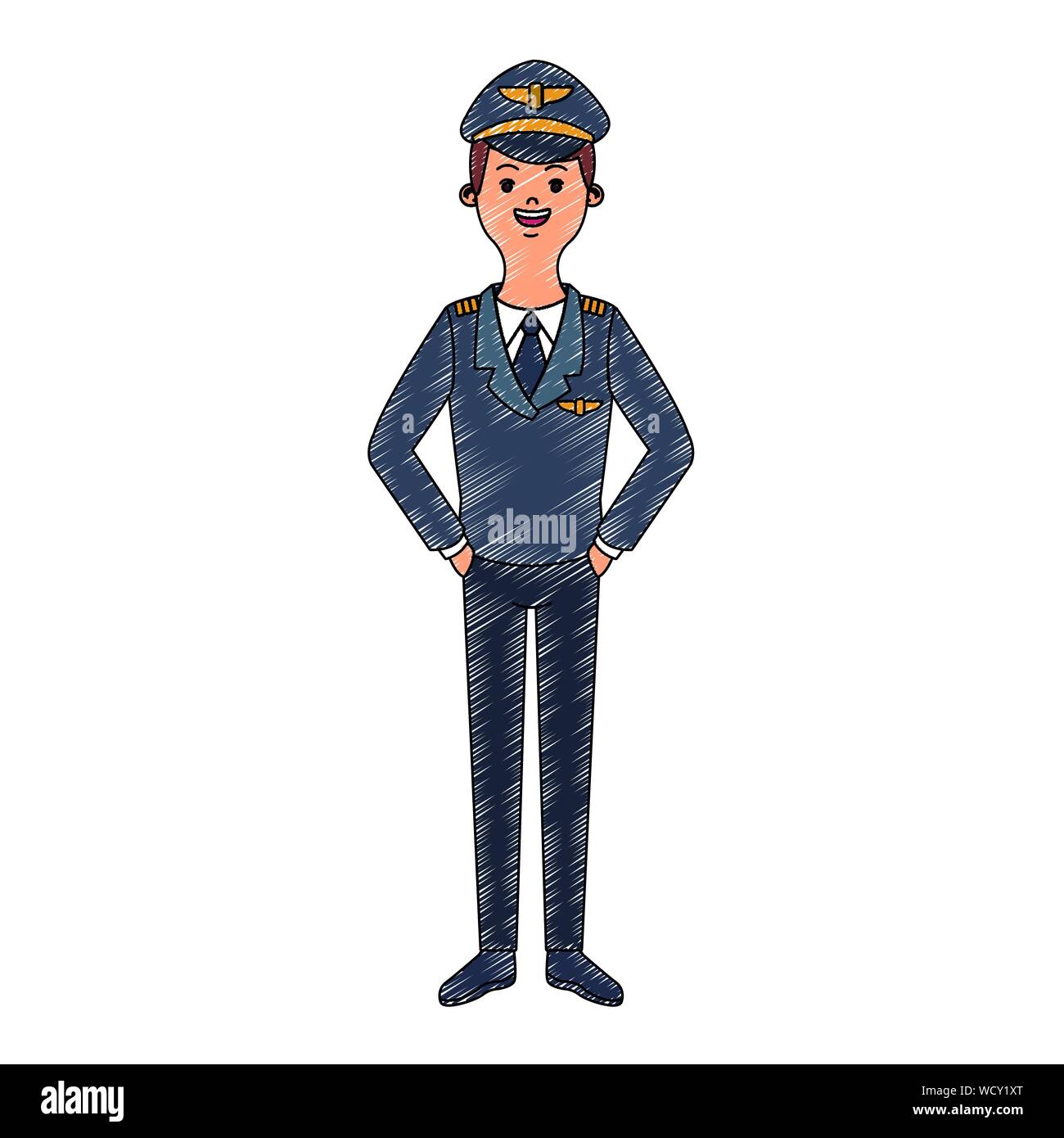 Airliner pilot cartoon scribble Stock Vector Image & Art - Alamy