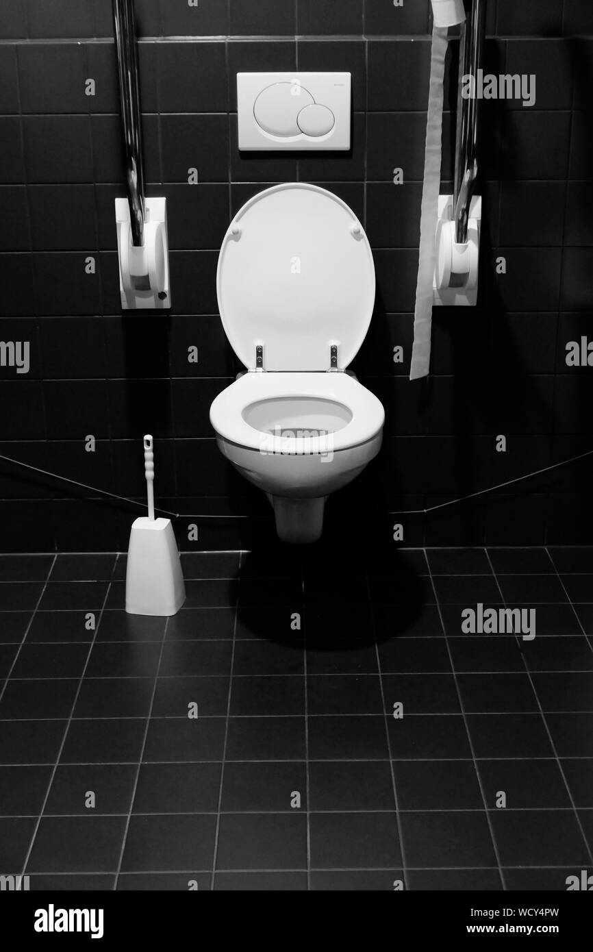 Clean toilet with seat open hi-res stock photography and images - Alamy