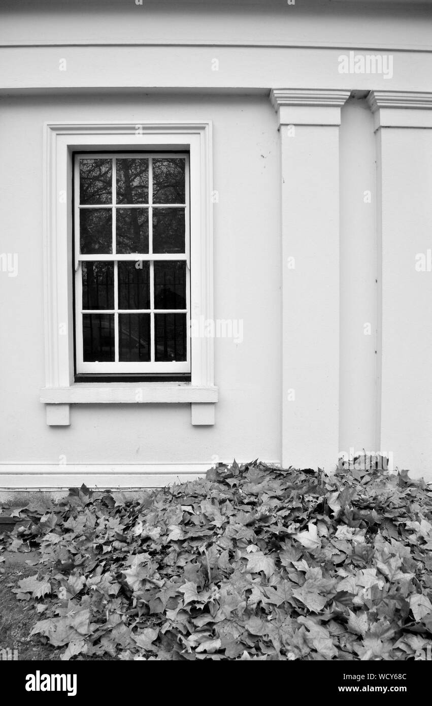 Stack Of Fallen Leaves Outside House Stock Photo - Alamy