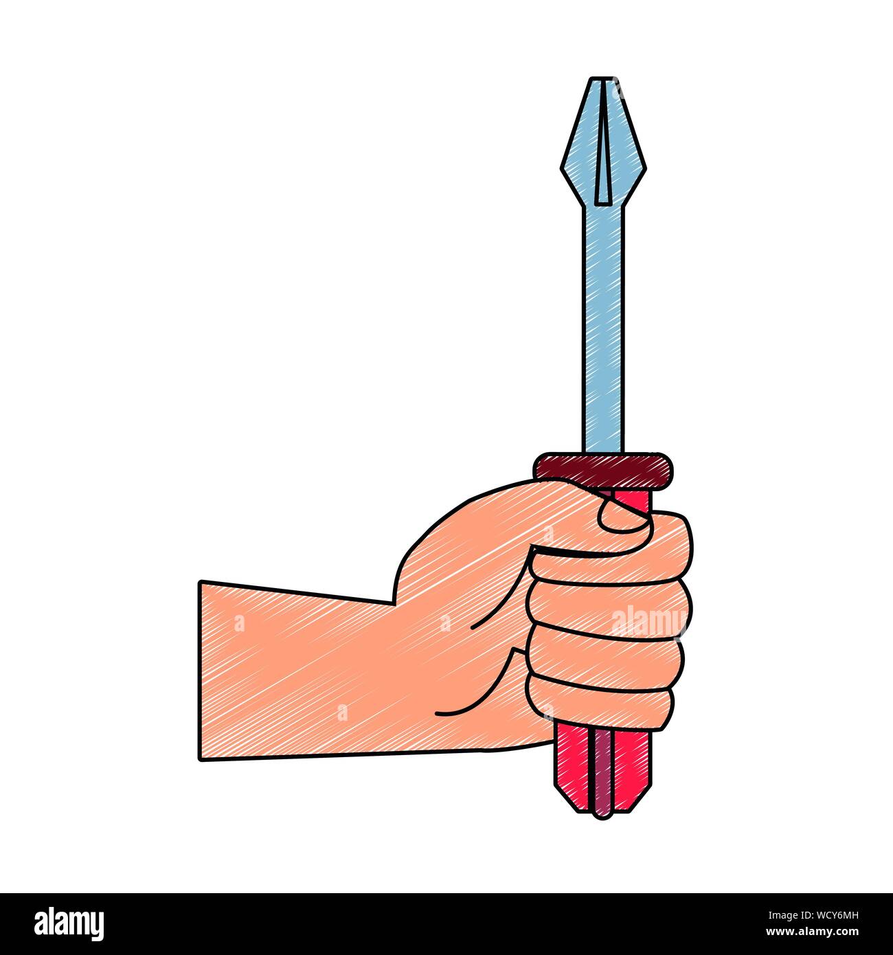 Hand with screwdriver scribble Stock Vector Image & Art - Alamy