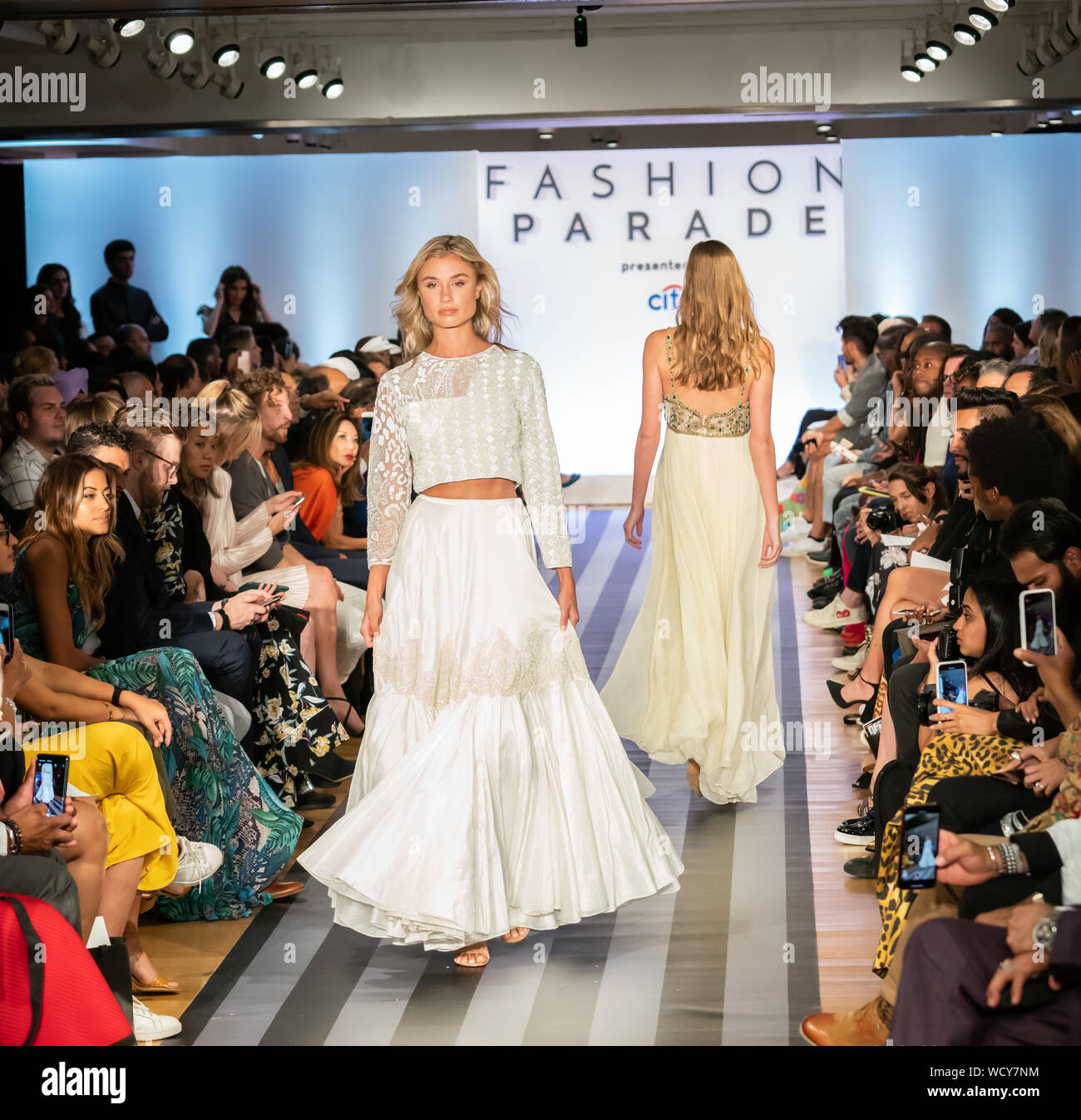 Manhattan, New York, USA - August 27, 2019: Fashion Parade at Christie ...