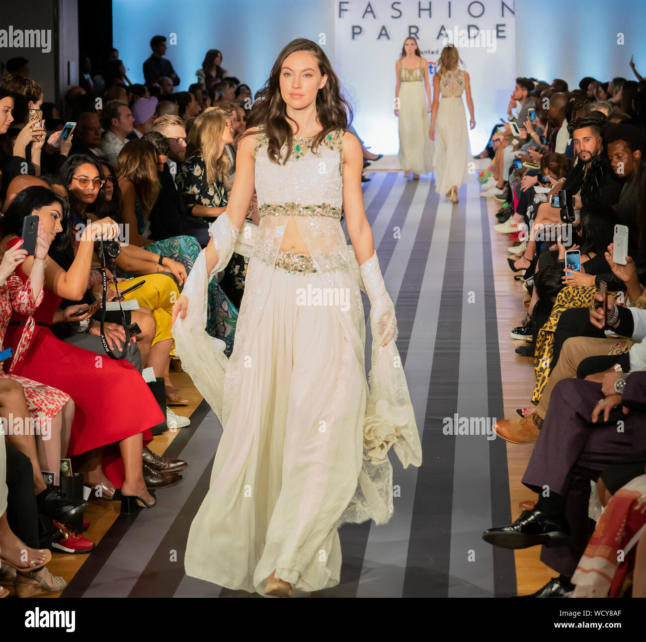 Manhattan, New York, USA - August 27, 2019: Fashion Parade at Christie ...