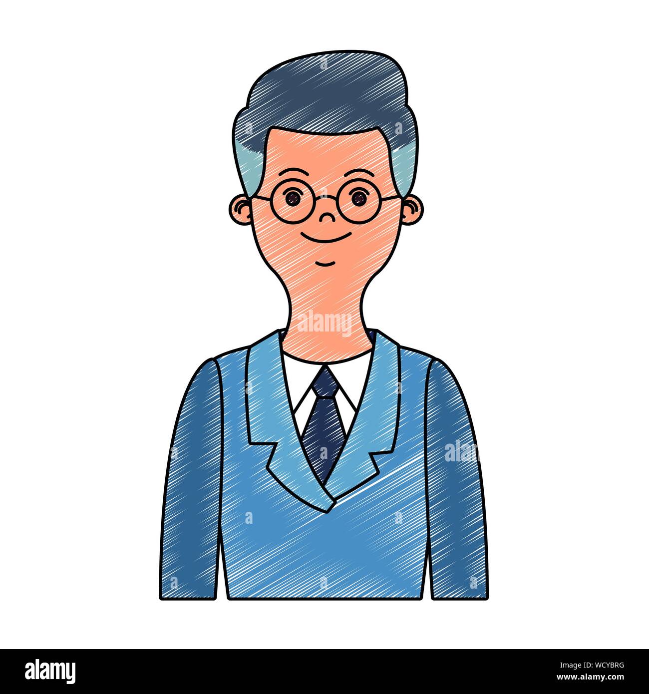 Businessman with glasses cartoon scribble Stock Vector Image & Art - Alamy