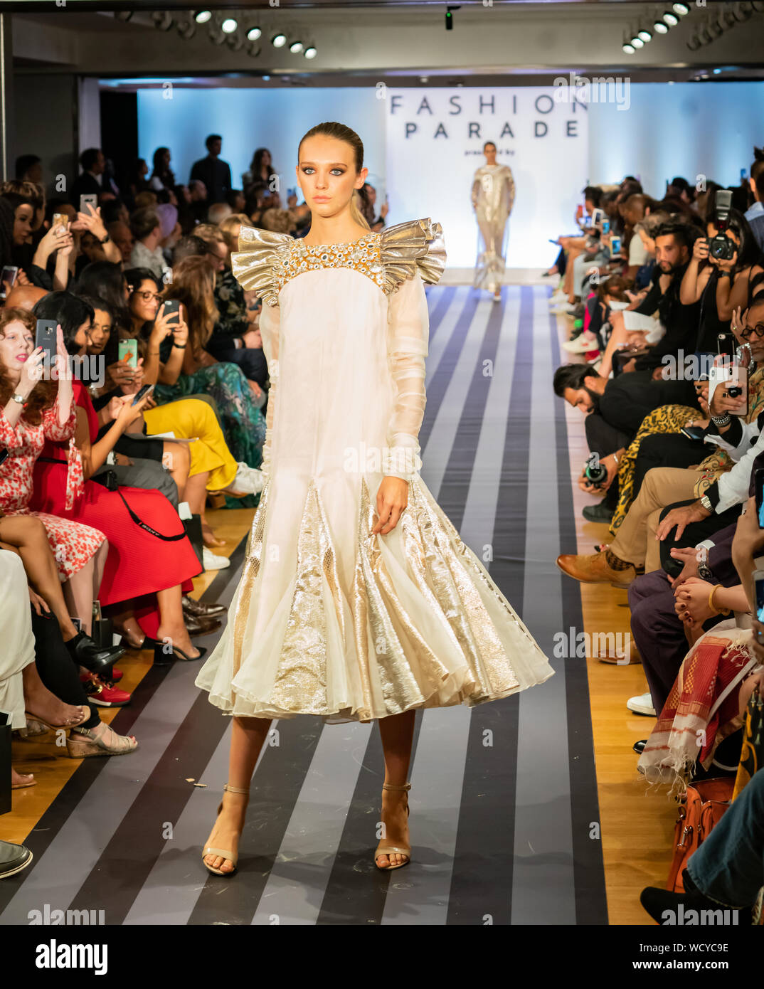 Manhattan, New York, USA - August 27, 2019: Fashion Parade at Christie ...