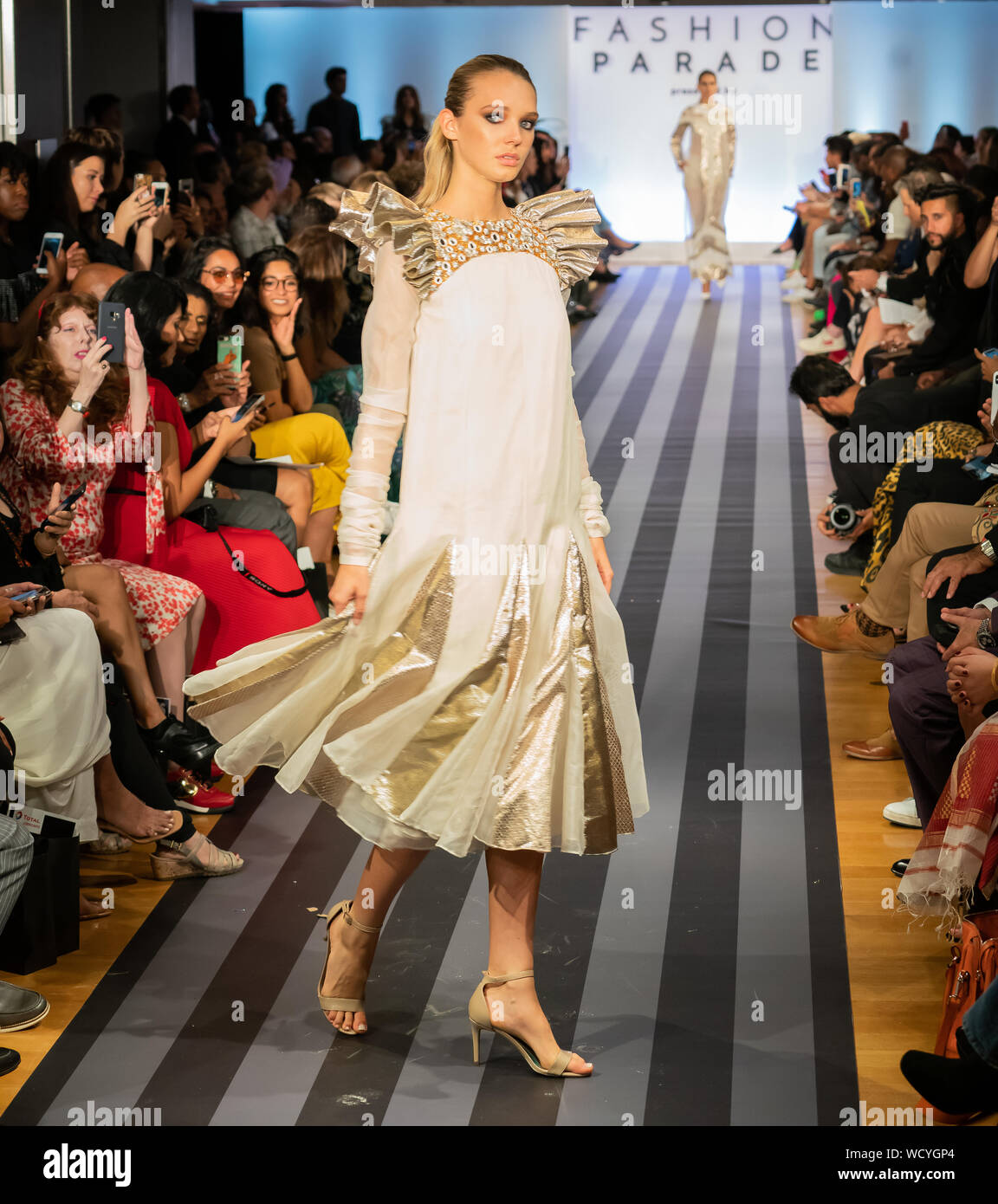 Manhattan, New York, USA - August 27, 2019: Fashion Parade at Christie ...