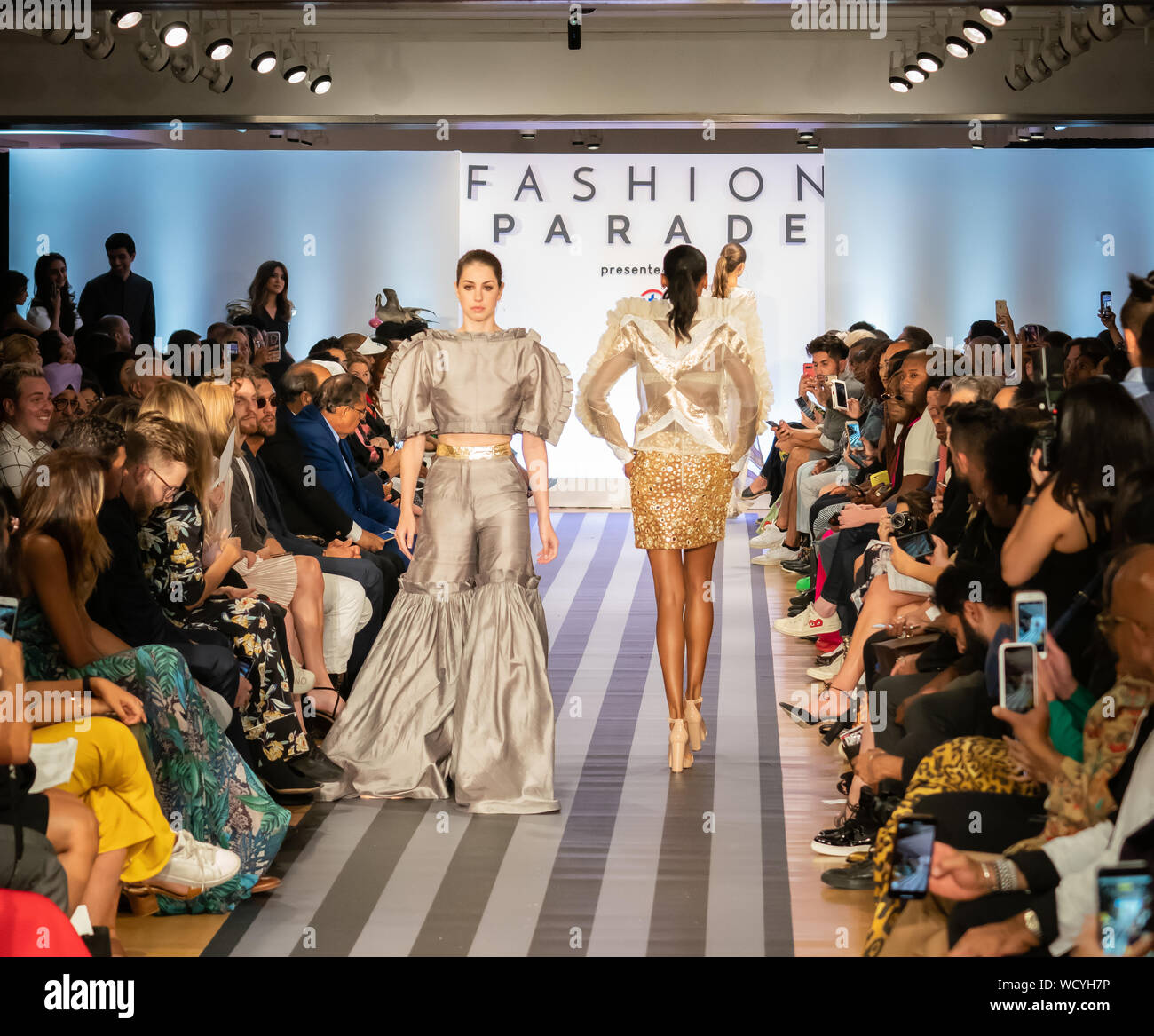 Manhattan, New York, USA - August 27, 2019: Fashion Parade at Christie ...