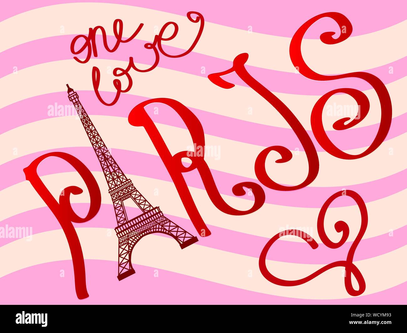 Inscription Single love Paris with the Eiffel Tower instead of a letter ...