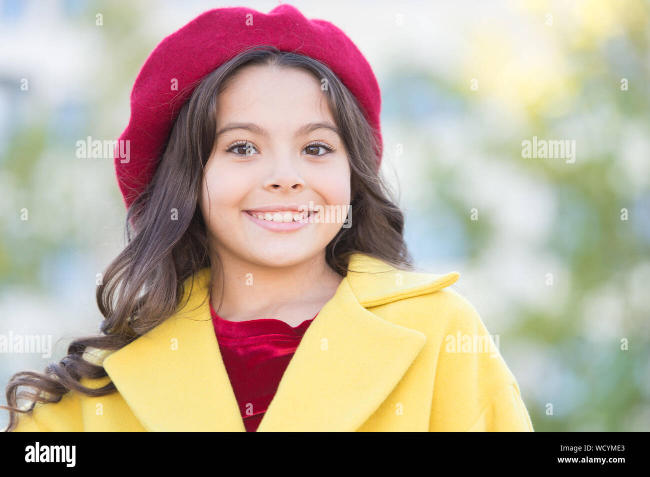 Little parisian. Fancy girl. Kid little cute girl smiling face posing ...