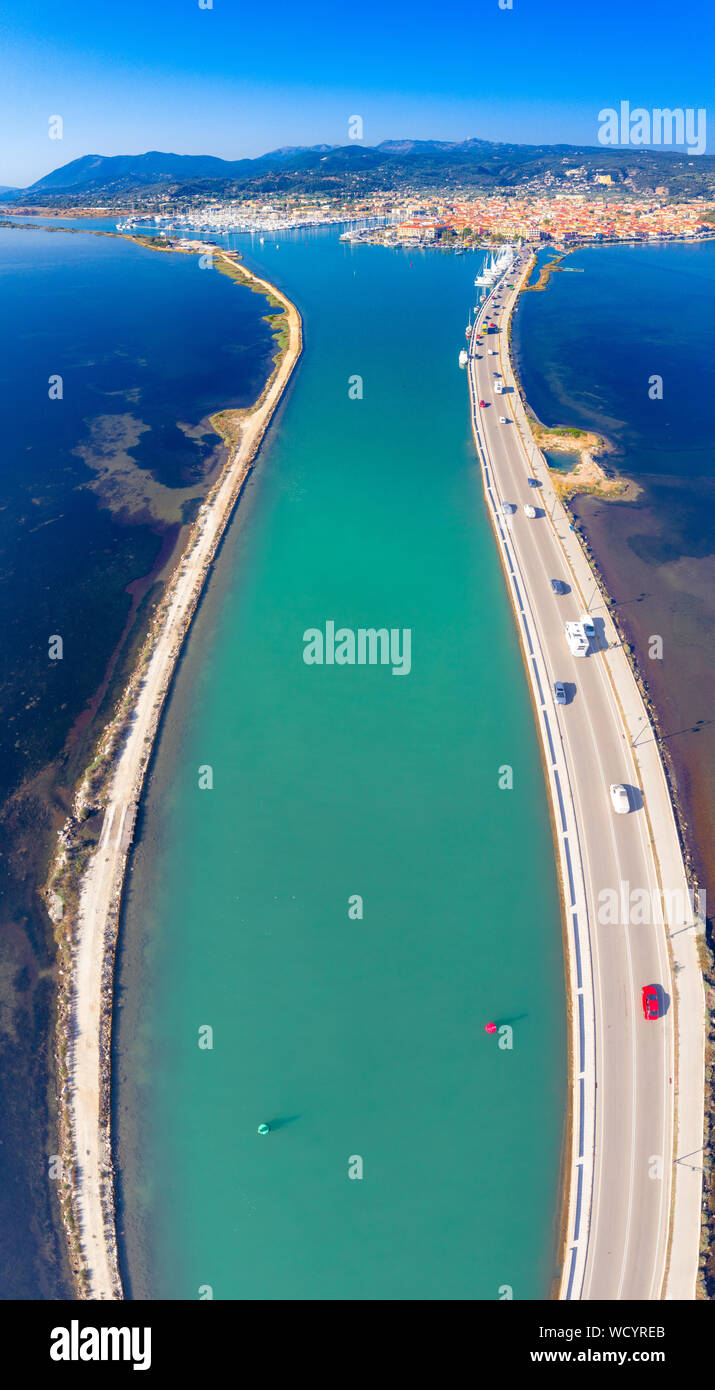 Lefkas (Lefkada) town, amazing view at the small marina for the fishing ...