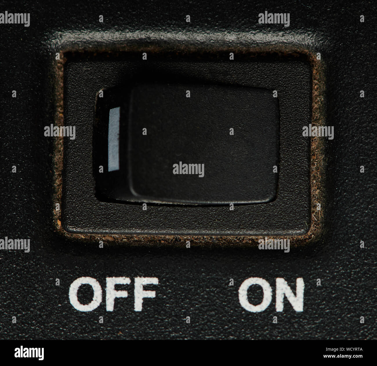Black grunge off and on switch on black metal background Stock Photo ...
