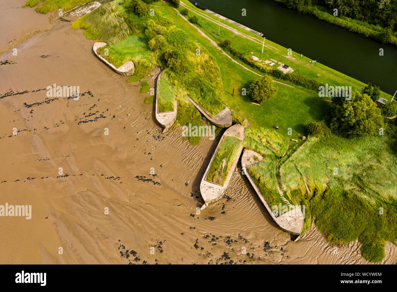 Aerial view of abandoned hulls of boats at the Purton Hulks (Ship ...