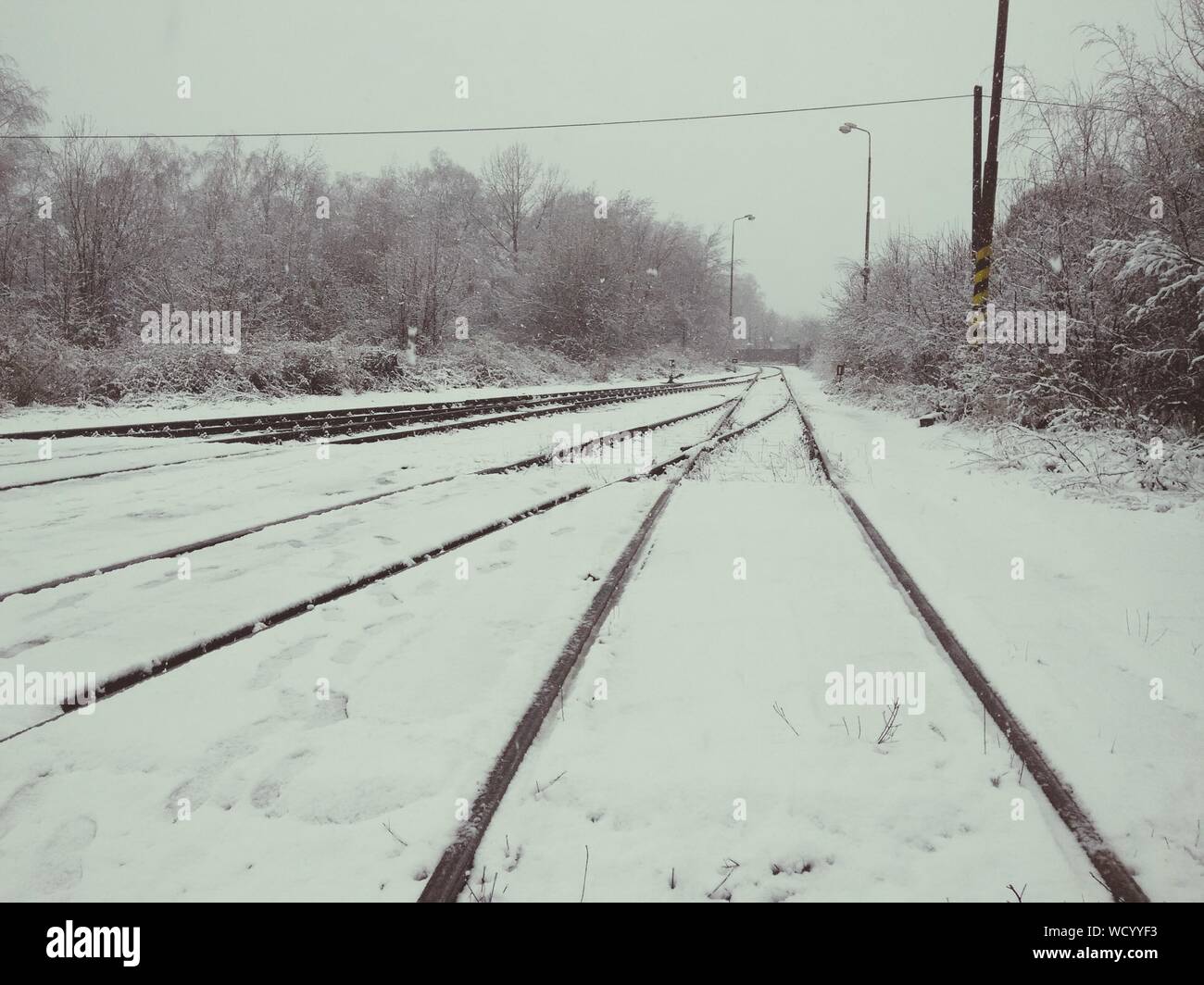 Snow Covered Rail Track Stock Photo - Alamy