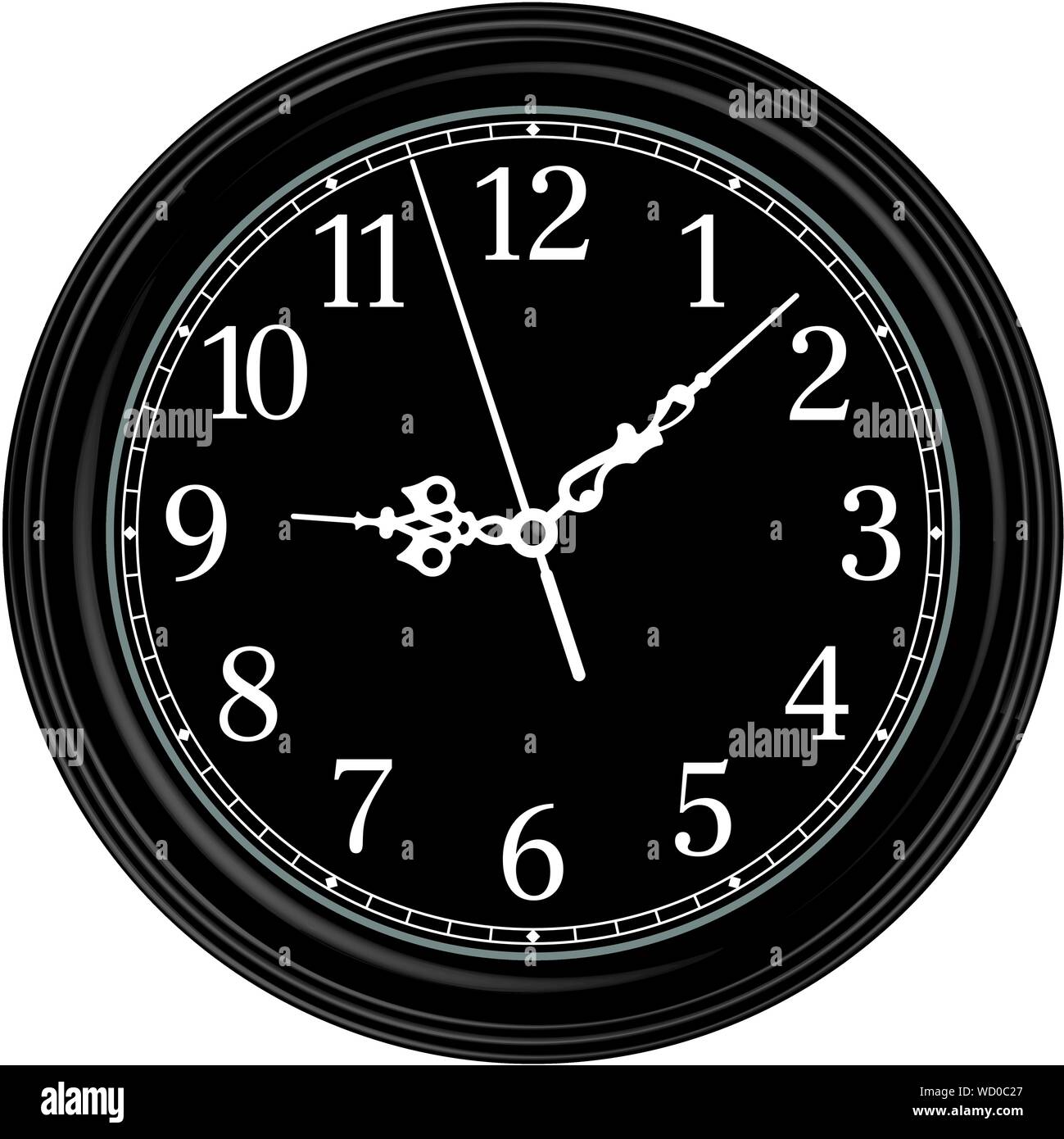 Black round wall clock. Home decor. Vector illustration Stock Vector ...