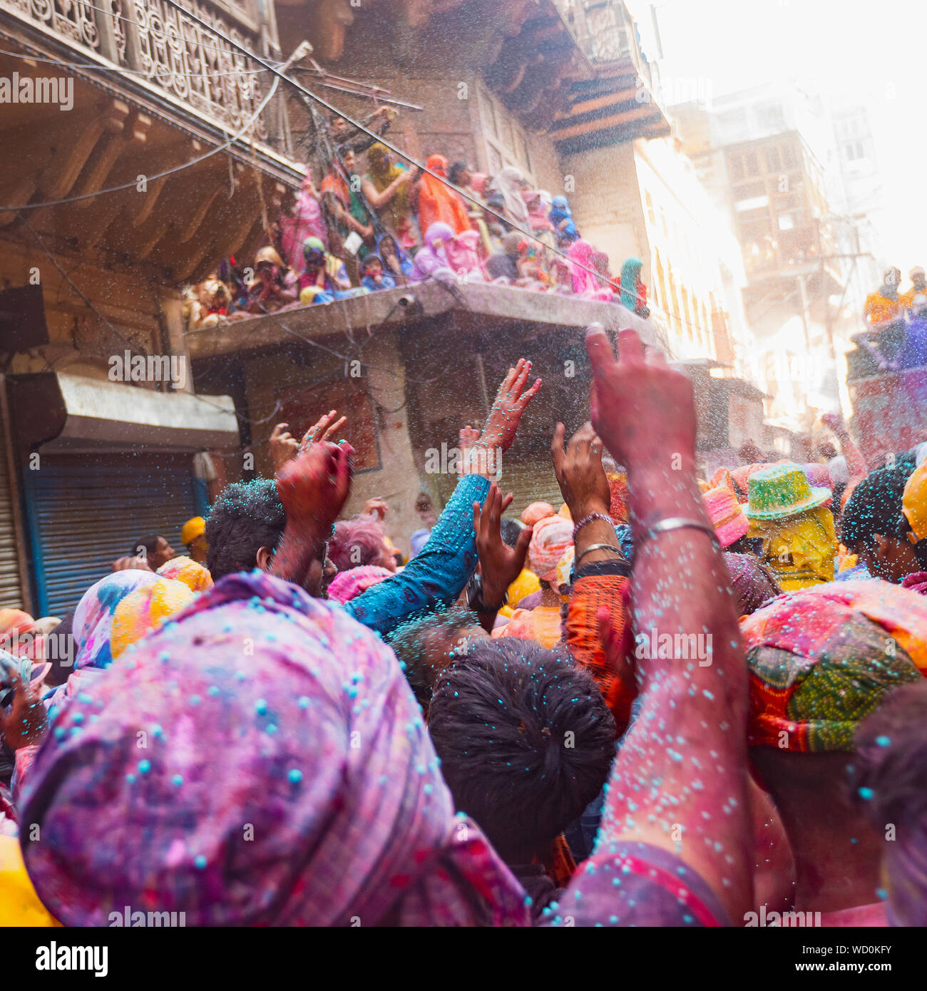 Locals Celebrating Holi Holiday, Mathura, Uttar Pradesh, India, Asia ...